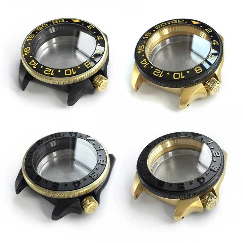 Stainless-Steel-Matte-Two-Tone-Black-And-Gold-SKX-Watch-Case-Fits-NH35 ...