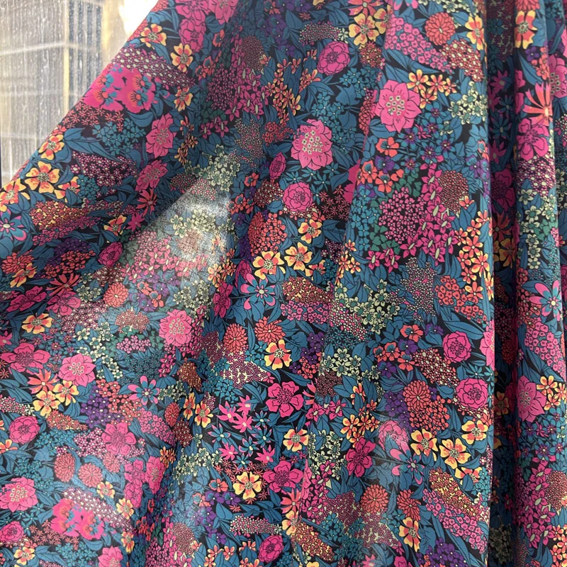Pre-cut Vibrant Colors Floral Cotton Fabric, Cotton Poplin Plant Flower ...