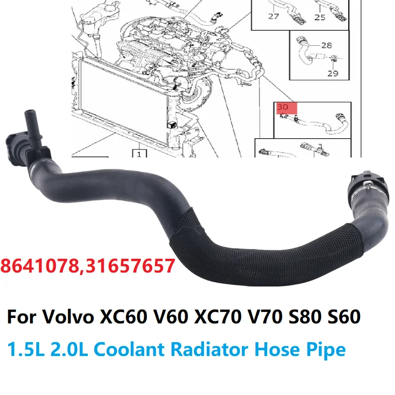 31657657 Шланговый шланг отопителя HVAC 8641078 Для Volvo XC60 V60 XC70 ...
