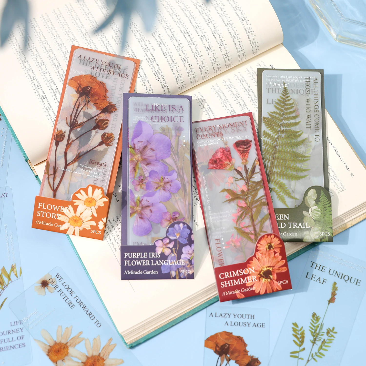 5pcs-pack-Vintage-PVC-Bookmark-Flowers-And-Plants-Pattern-Bookmark ...