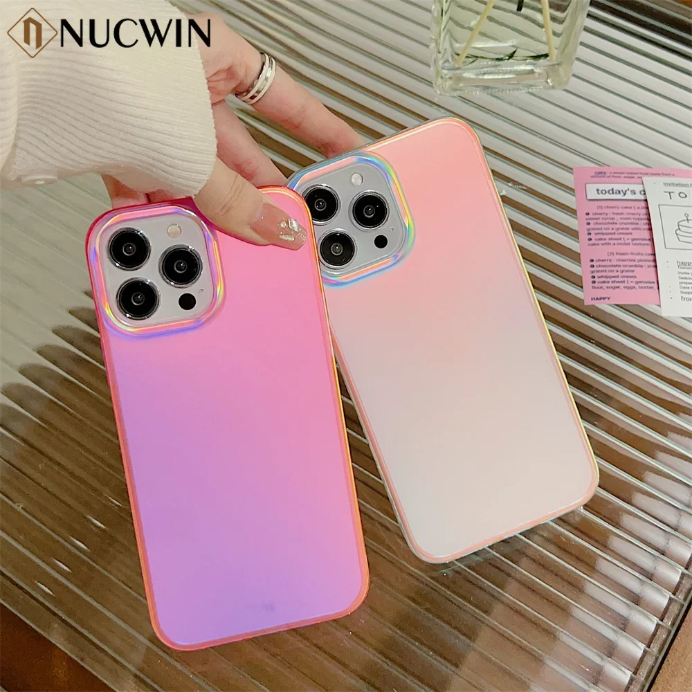 Fashion Matte Aurora Laser Gradient Phone Case For iPhone 15 Pro Max 14 ...
