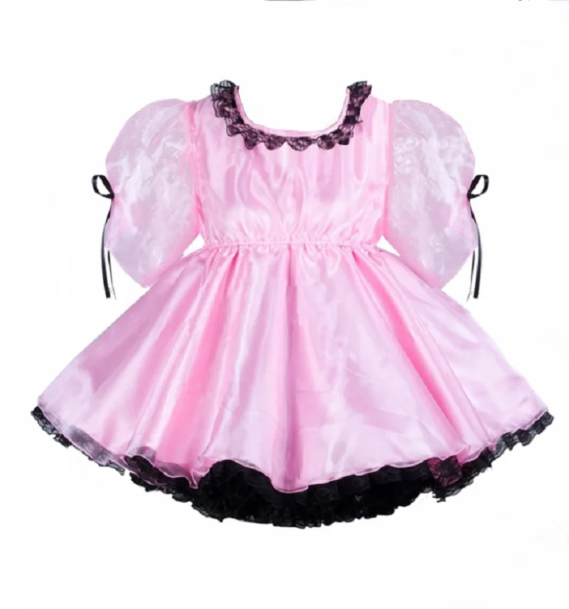 Hot-Selling-Adult-Sexy-Cross-Dressing-Sissy-Short-Baby-Pink-Girl-Satin ...
