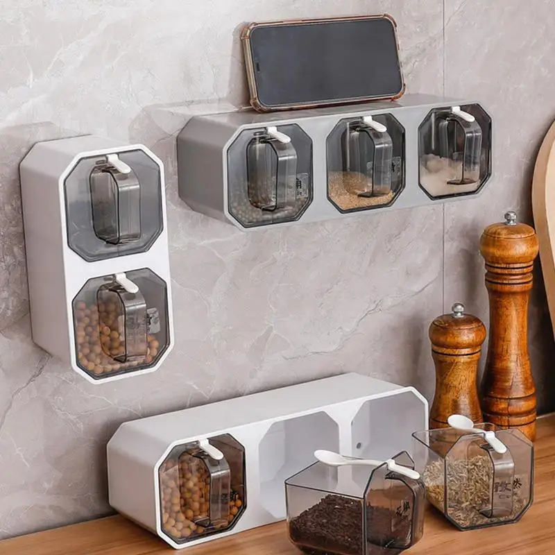 Wall Spice Rack Seasoning Box Combination Set Household Seasoning Box ...