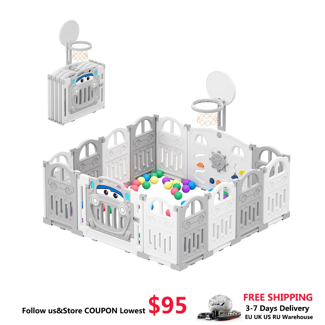 Ubravoo Opvouwbare Baby Box Met Basketbal Hoepel & 50 Stuks Gekleurde ...