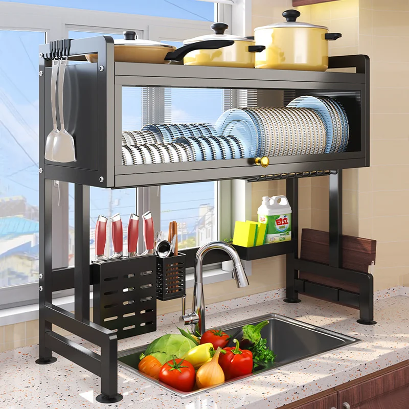 Kitchen-sink-storage-rack-Dish-drain-rack-Multi-functional-counter-top ...