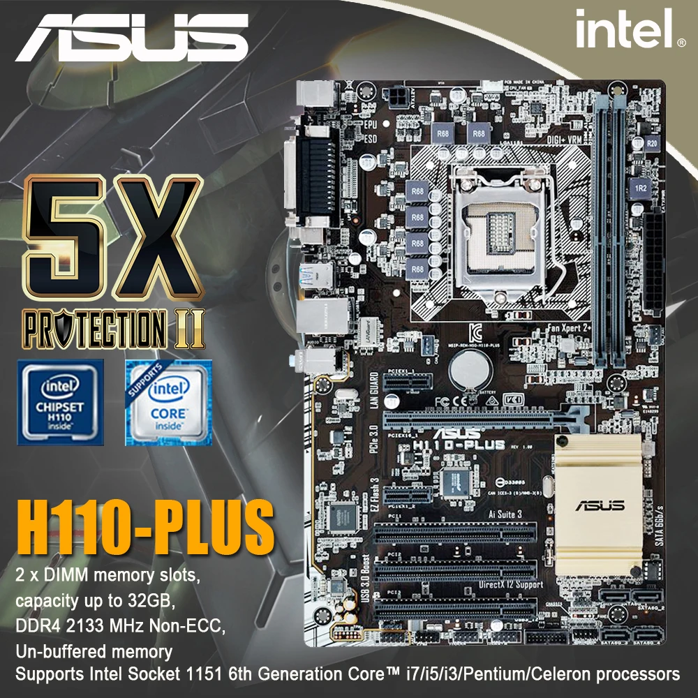 ASUS-H110-PLUS-Motherboard-LGA-1151-Intel-H110-DDR4-PCI-E-3-0-SATA-III ...