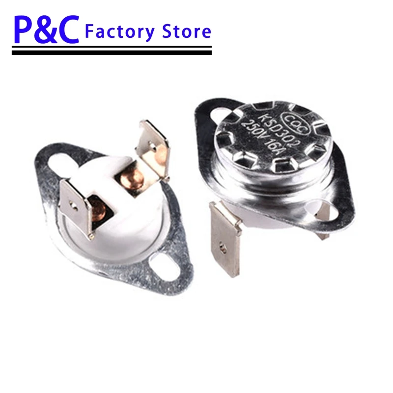 10PCS KSD302 16A 250V 40 300 학위 세라믹 KSD301 정상 폐쇄 온도 스위치 서모 스탯 95 55 60 ...
