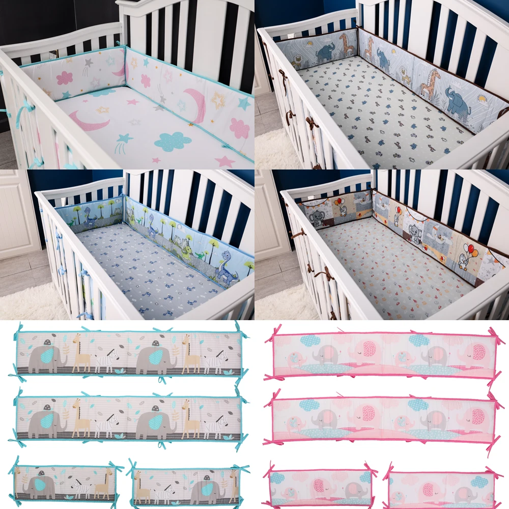 Crib-Rail-Cover-Set-and-Baby-Crib-Liner-Baby-Bumperless-Crib-Cot ...