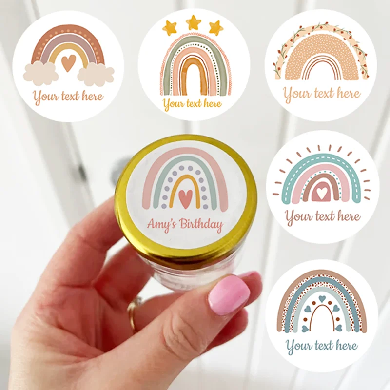 Round Cartoon Rainbow Customized Stickers Cute Rainbow Sticker For ...