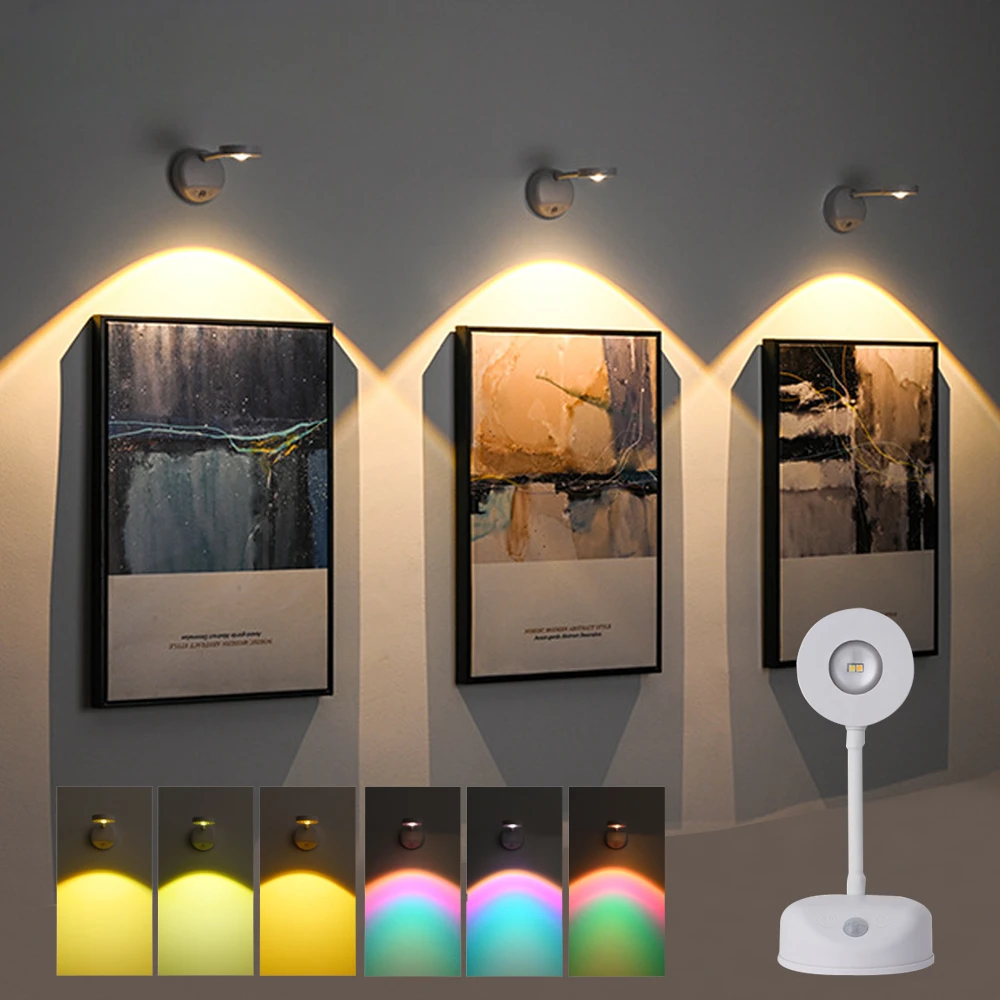 LED-Night-Light-Sunset-Spotlight-Motion-Sensor-Wall-Light-Dimmable-USB ...