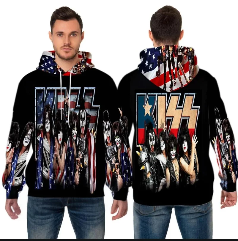 KISS BAND Hoodies 3D Printing Men Streetwear Casual Oversized Y2k ...