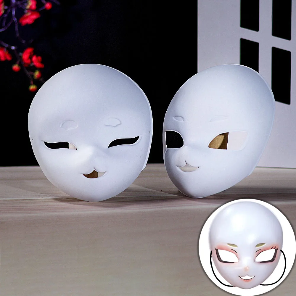 Cute-Full-Face-White-Mask-DIY-Blank-Matte-PVC-Masks-Halloween-Party ...