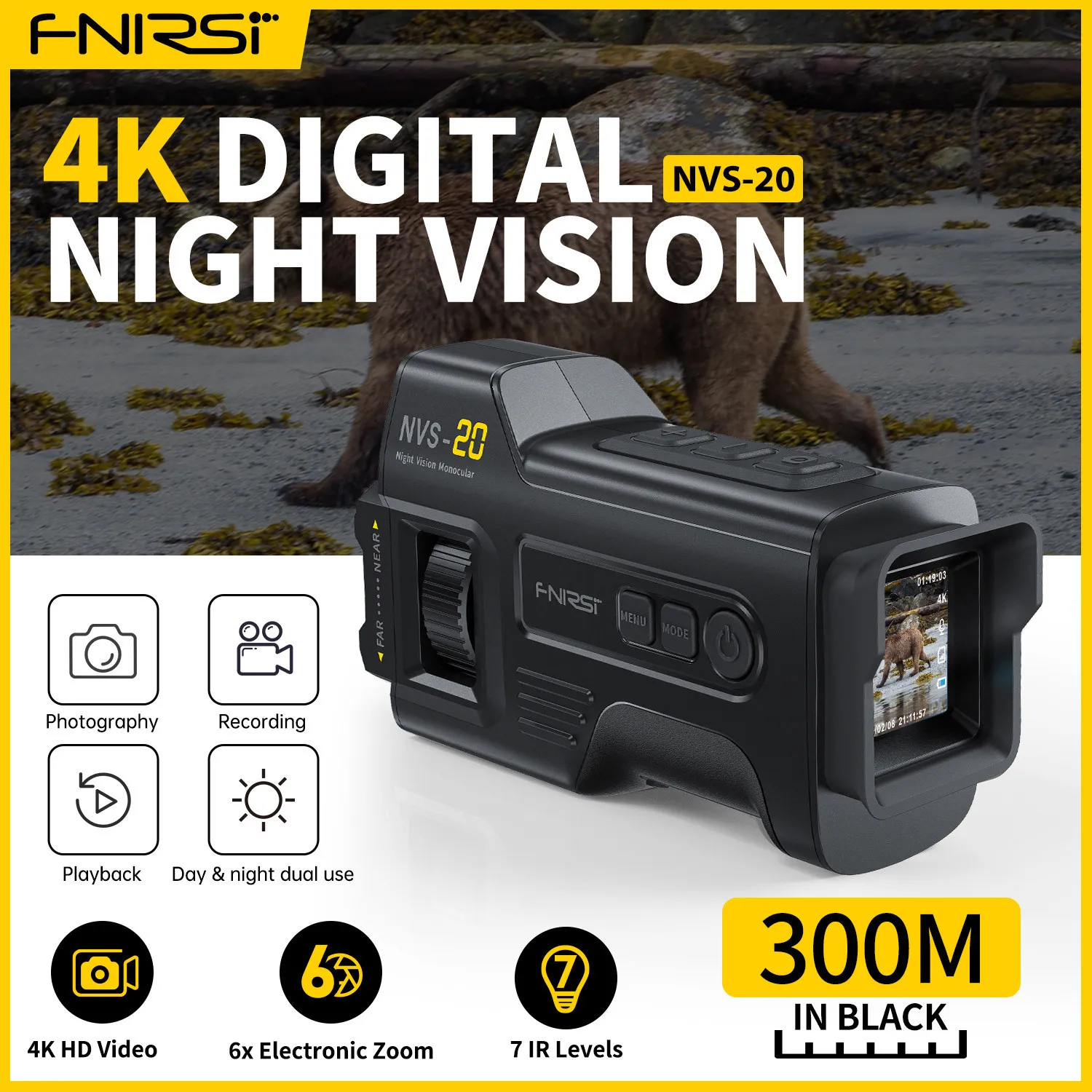 FNIRSI-NVS-20-Monocular-4K-HD-dispositivo-de-visi-n-nocturna-infrarroja ...