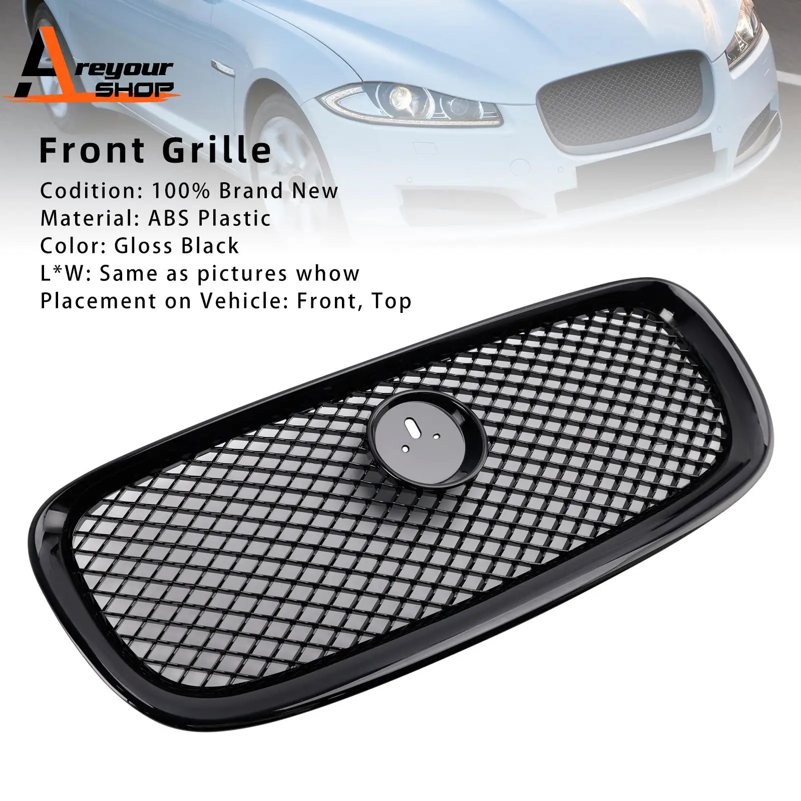XF-R Style Front Bumper Grill Grille Fit for Jaguar XF 2012-2015 Gloss ...