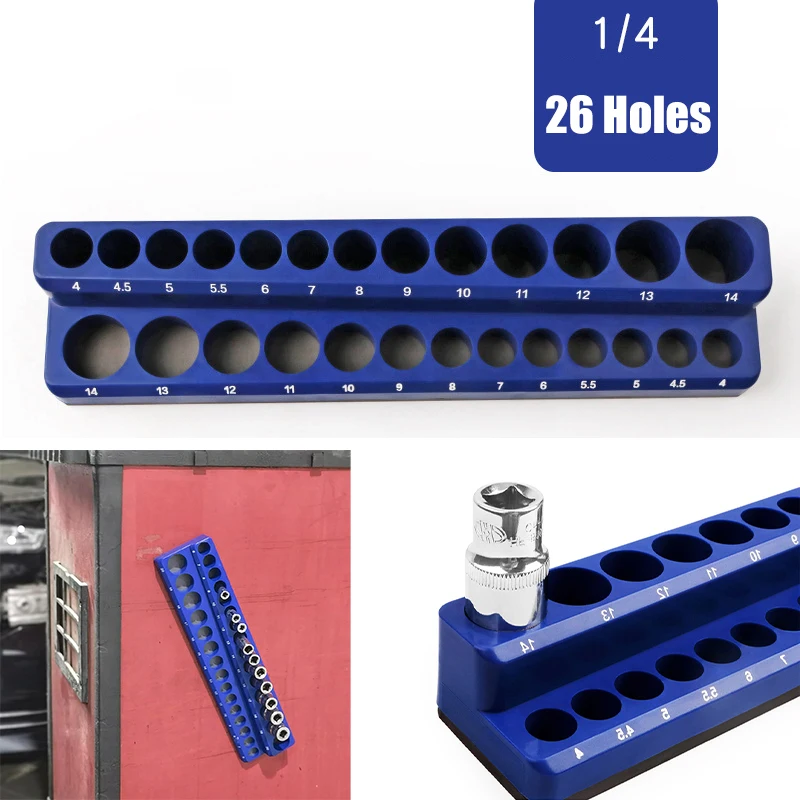 1pcs Blue Magnetic Sockets Storage Rack 1/4 Inch Plastic Socket Display ...