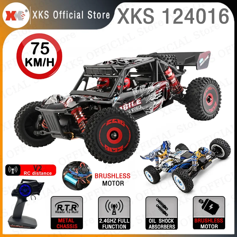 WLtoys XKS 124017 124016 V2 1/12 Brushless RC Car 75Km/H High Speed 4WD ...