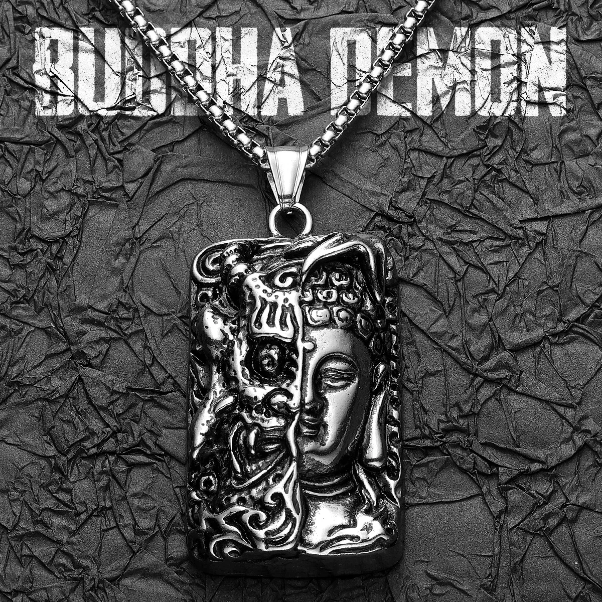 Buddhism-Half-Devil-Half-Buddha-Stainless-Steel-Men-Necklaces-Pendant ...