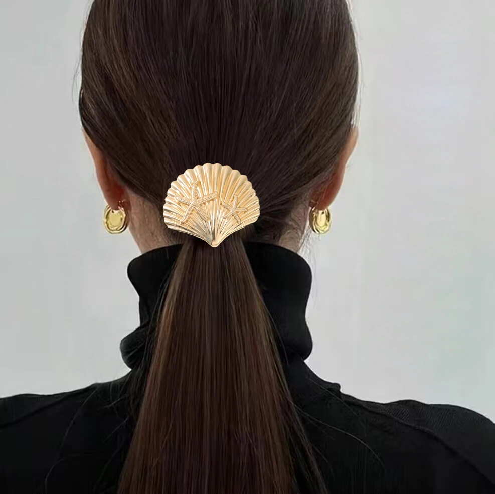 AWAYTR Metal Irregular Shell Hair Bands for Women Headband Elastic Hair ...