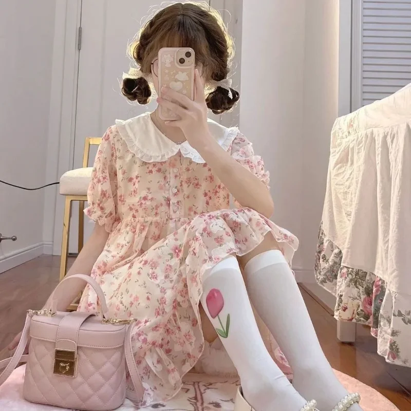 Hikigawa-Summer-Preppy-Sweet-Peter-Pan-Collar-Women-Dress-All-Match ...