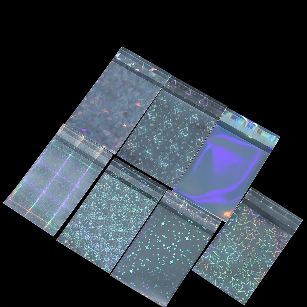 50pcs Holographic Shiny Transparent Plastic Bag Self Sealing Colorful ...
