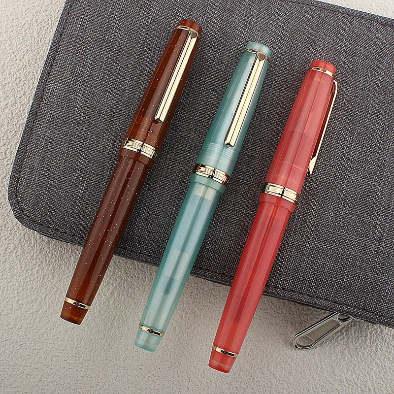 Jinhao 82 Fountain Pen Acrylic Ink Pen Spin Golden EF F Nib Elegante ...