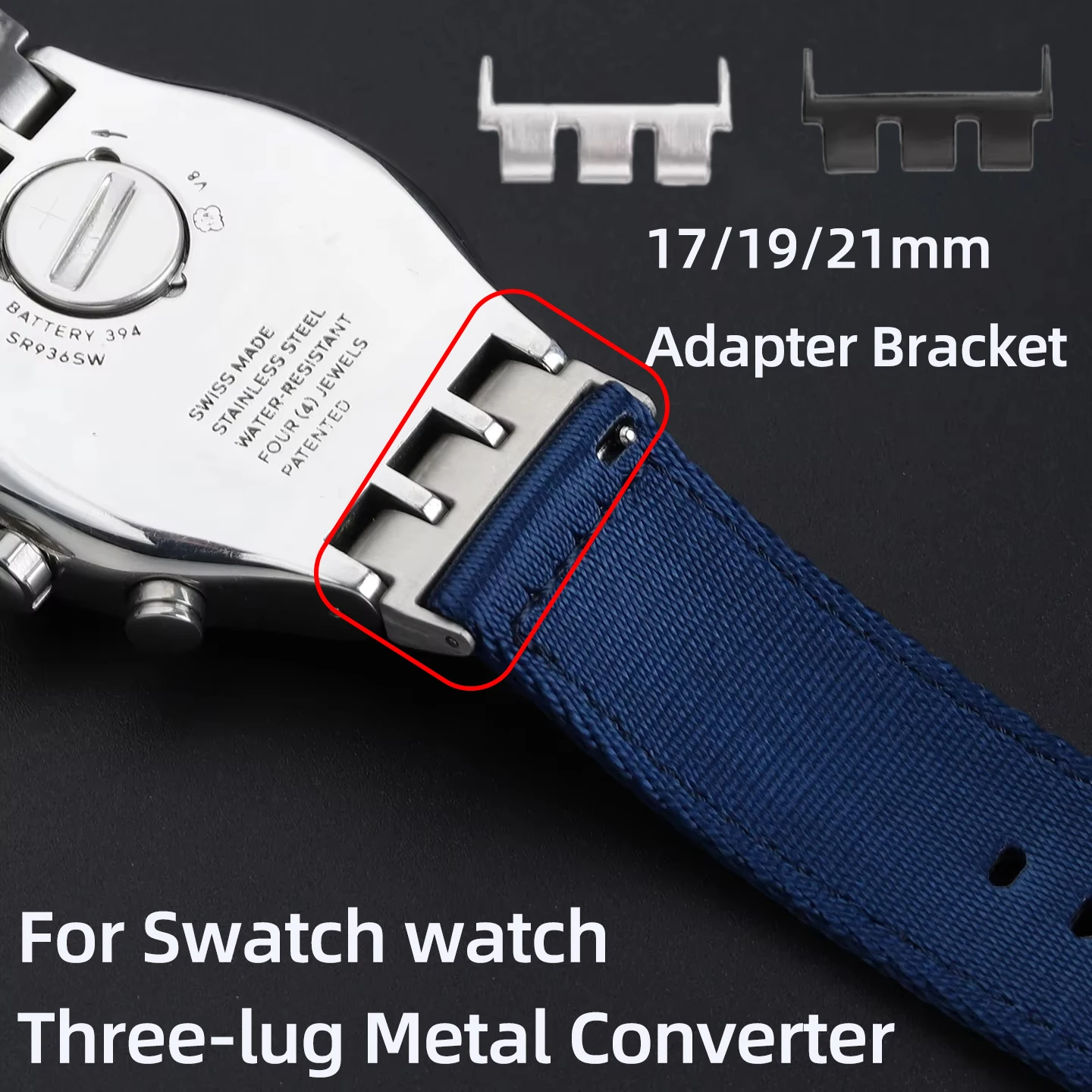17mm 19mm 21mm For Swatch Watch End Links triple port adapter watch ...