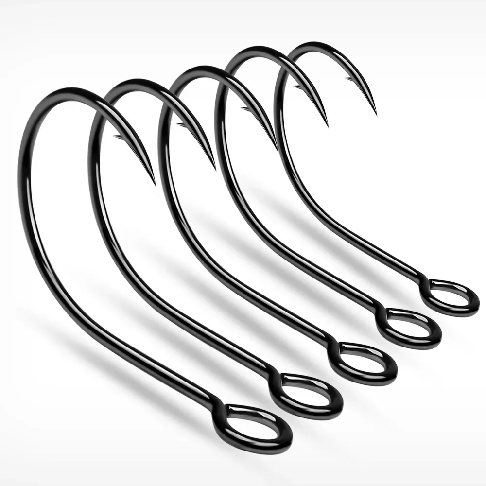 50pcs/lot 2#-10# Fly Fishing Hook Big Round Eye High Carbon Steel Lure ...