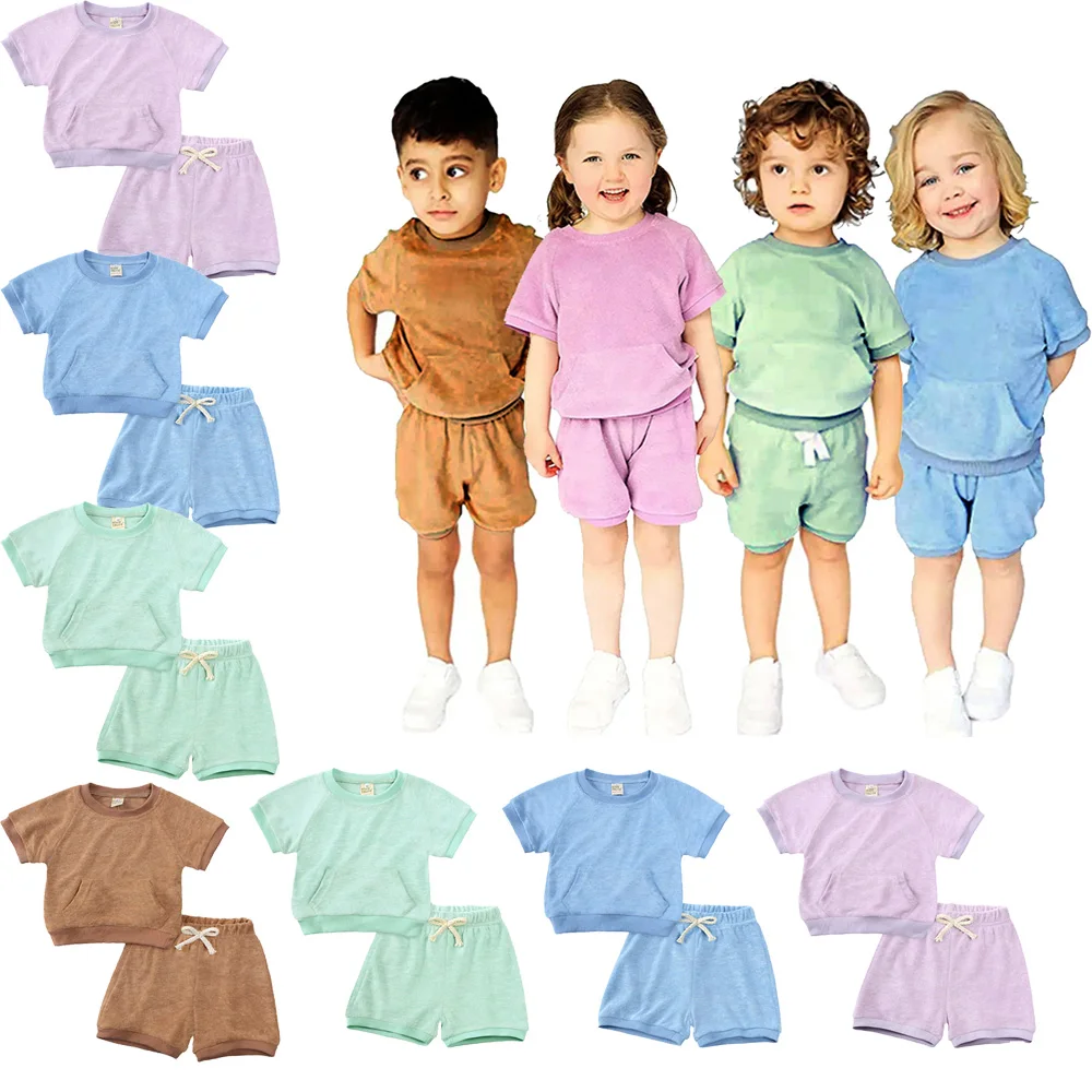 Terry Cloth Toweling Fabric Summer Baby Boy Sportwear Clothes Sets ...