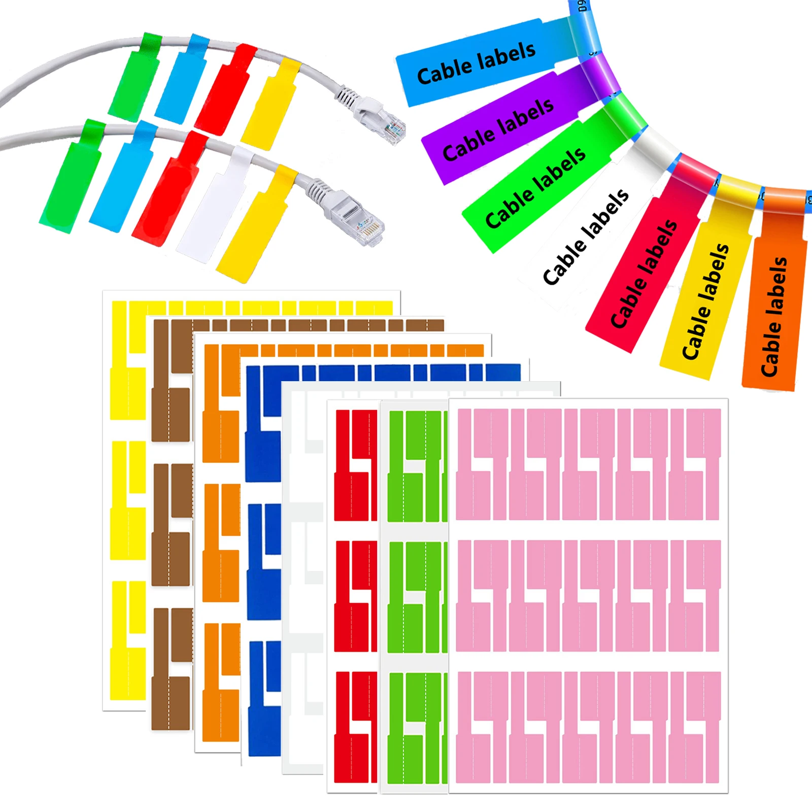 240-Pcs-Cable-Labels-Tags-for-Cable-Management-Colorful-Waterproof-Cord ...