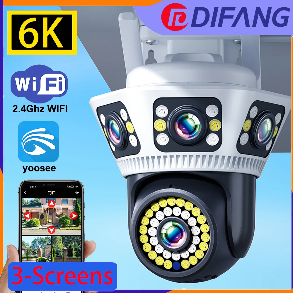 DIFANG-6k-Triple-Lens-Triple-Screen-WiFi-Security-Camera-outdoor-Two ...