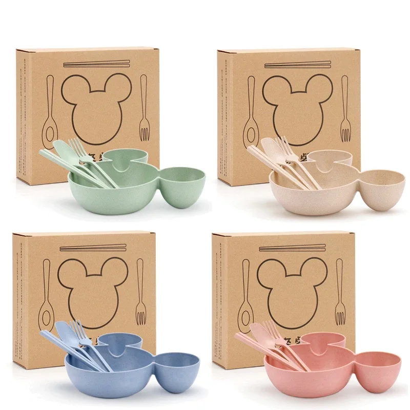 Disney-Mickey-Minnie-Mouse-Tableware-Set-Baby-Bowl-Spoon-Fork-Feeding ...