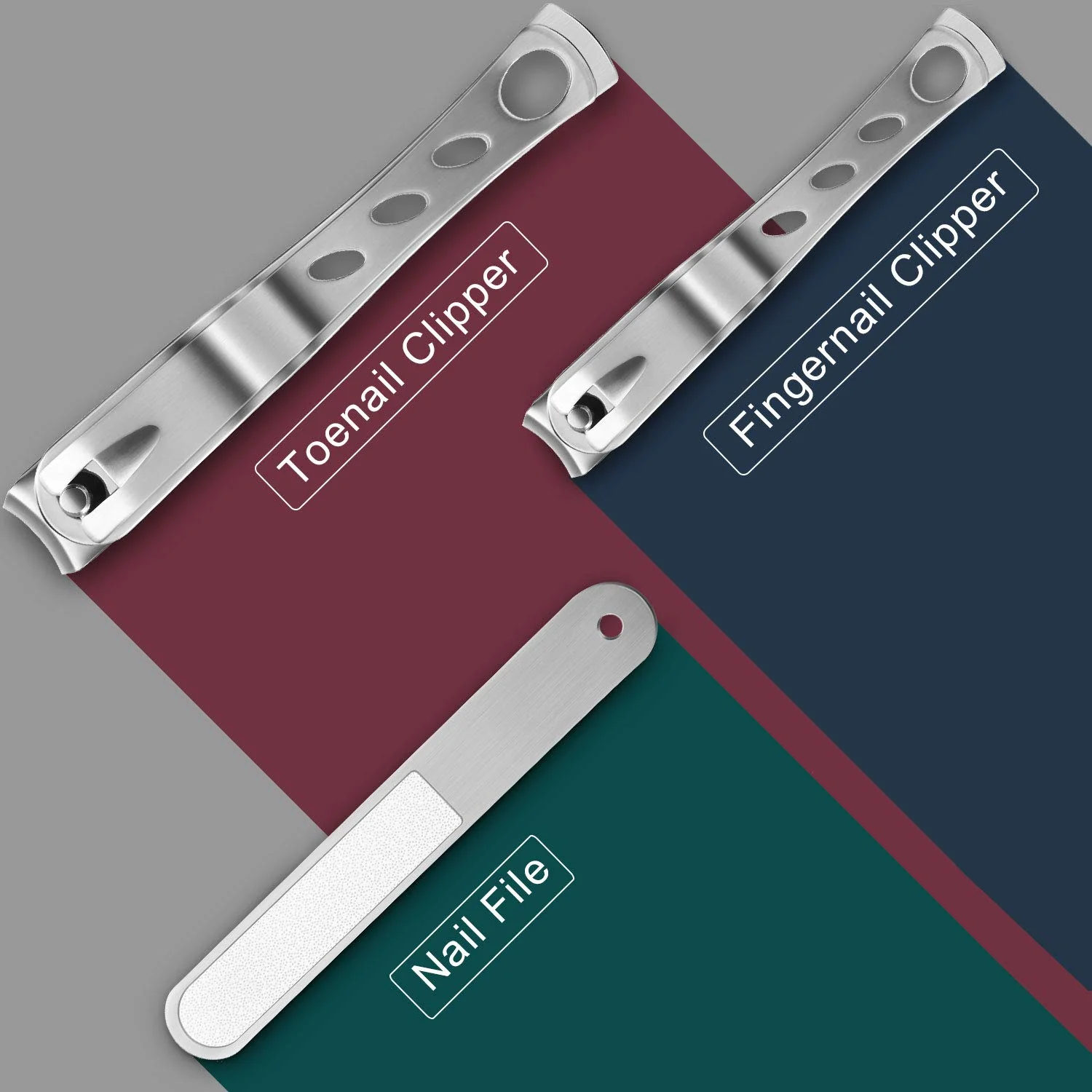 3 Pcs Nail Clippers Set Stainless Steel 360 Degree Rotating Head ...