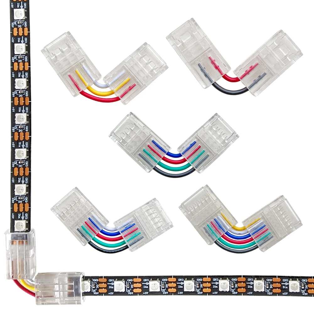 2-3-4-5-6Pin-LED-Light-Strip-Corner-Connector-Transparent-Solderless ...