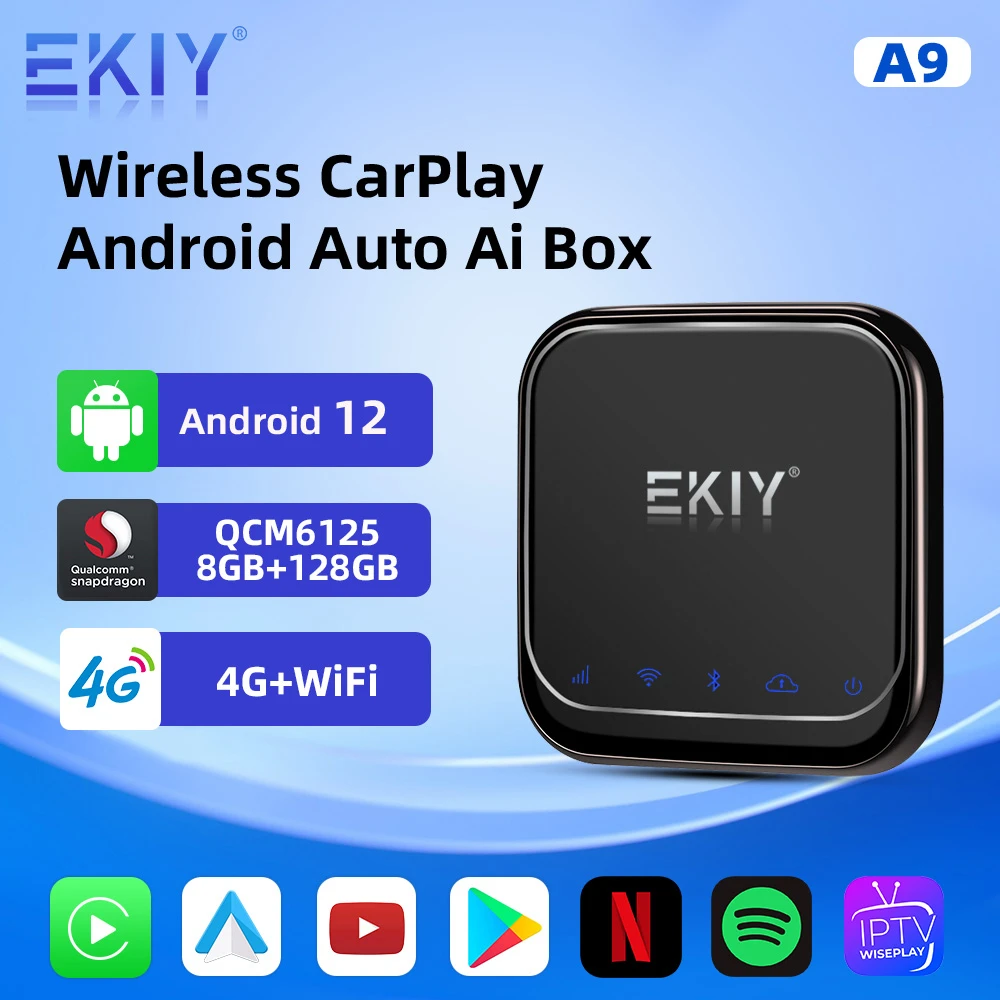 Ekiy Android 12 Wireless Android Auto Ai Box Wireless Apple Carplay ...