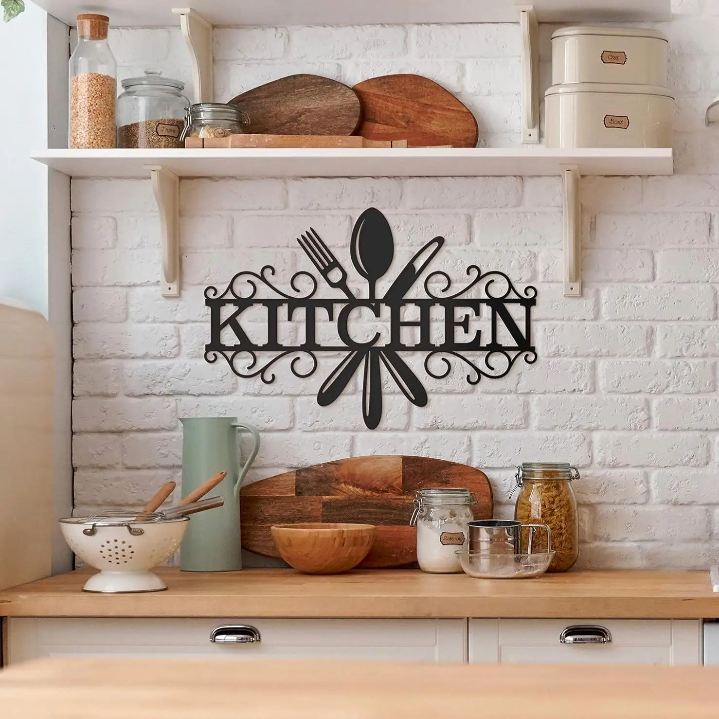 Black-modern-appliance-rustic-metal-kitchen-wall-decor-sign-for-kitchen ...