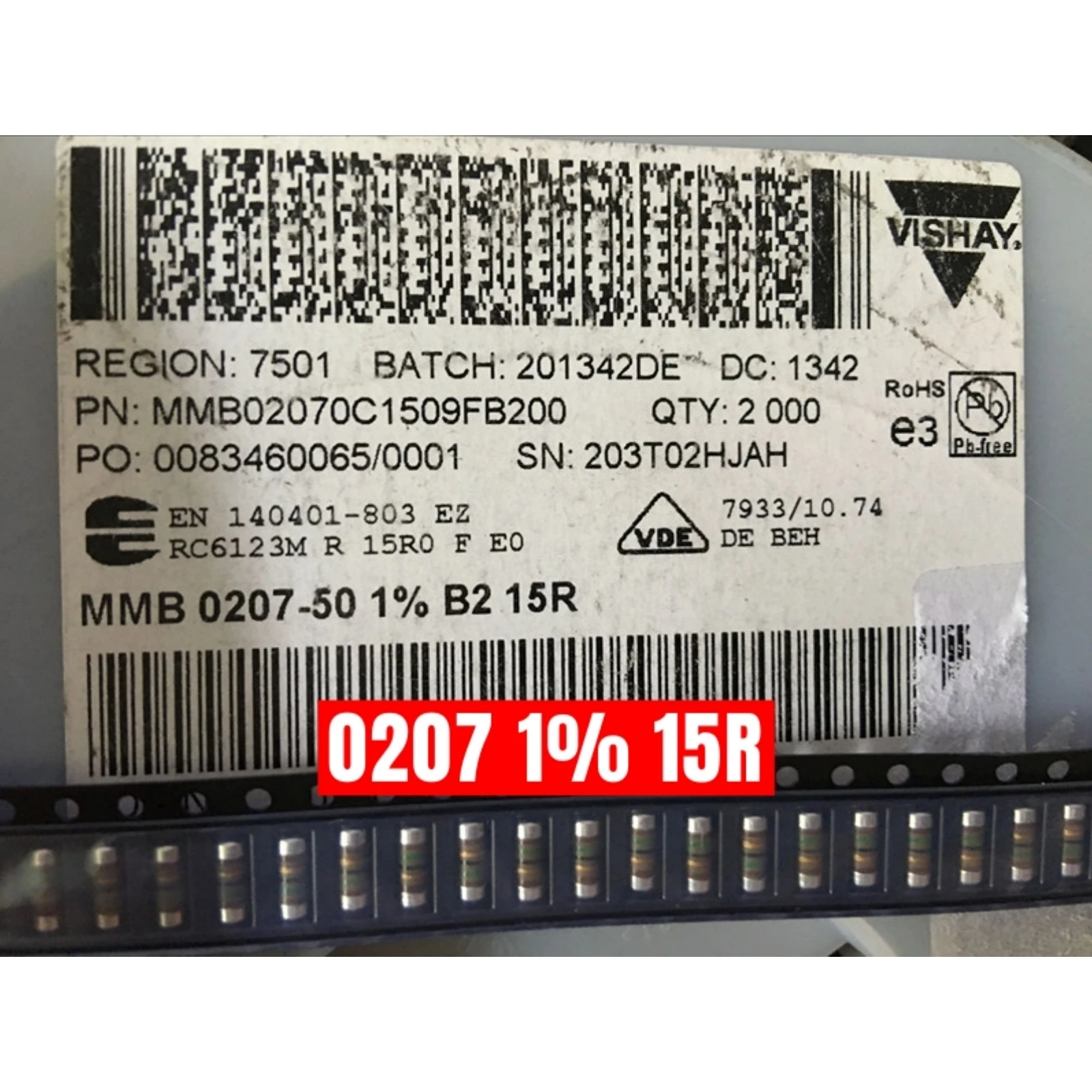 10PCS-New-Original-MMB02070C1509FB200-MMB-0507-50-1-B2-15R-0207-Thin-Film-MELF-Resistor ...