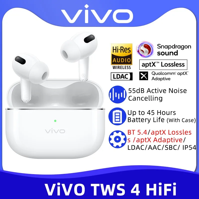 ViVO-TWS-4-HiFi-55dB-Active-Noise-Cancelling-True-Wireless-Earphone-LDAC-TWS-Earphone-Bluetooth ...