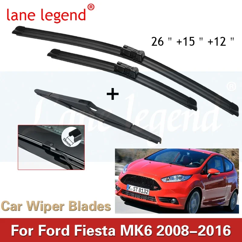 For-Ford-Fiesta-MK6-2008-2016-Car-Front-Rear-Wiper-Blades-Soft-Rubber ...