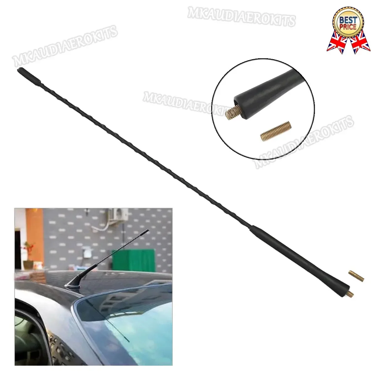 Car Roof Mast Whip Stereo Radio FM/AM Signal Aerial Amplified Antenna ...