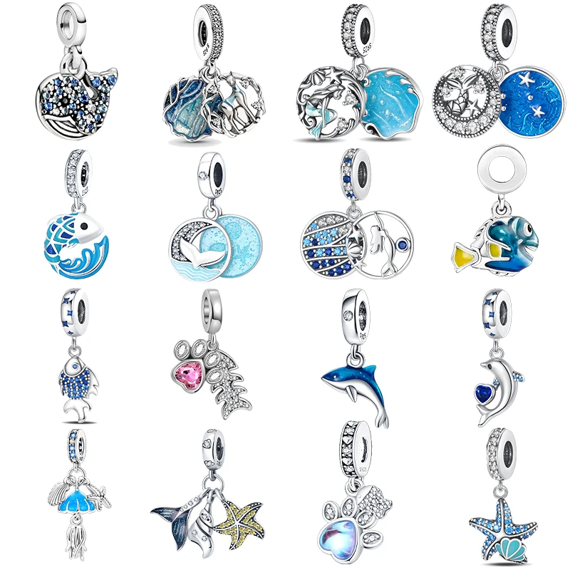 925 sterling silver mermaid dolphin carp octopus charms fit original ...
