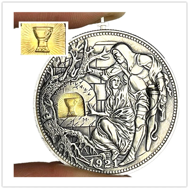 Movable Mechanism Holy Grail Coin USA Hobo Nickel Amazing Art Wandering ...