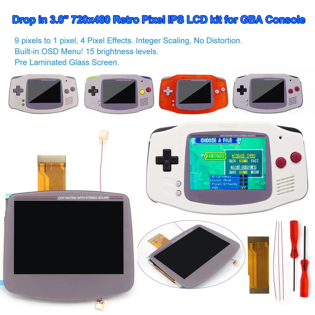 El mejor Kit de pantalla LCD laminada para Gameboy ADVANCE, V5, GBA ...