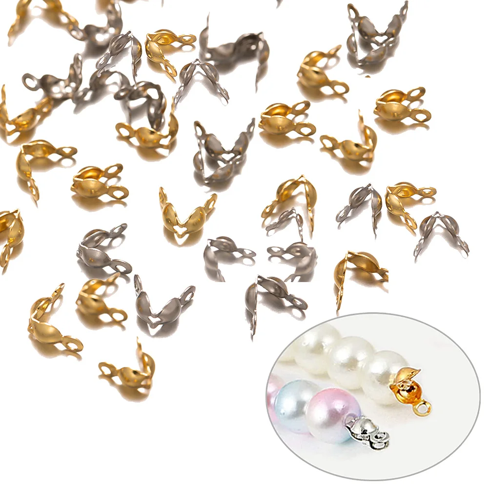 100pc-Stainless-Steel-Bead-Clamshell-Crimp-Tip-Cord-Knot-Cover-End-Cap ...