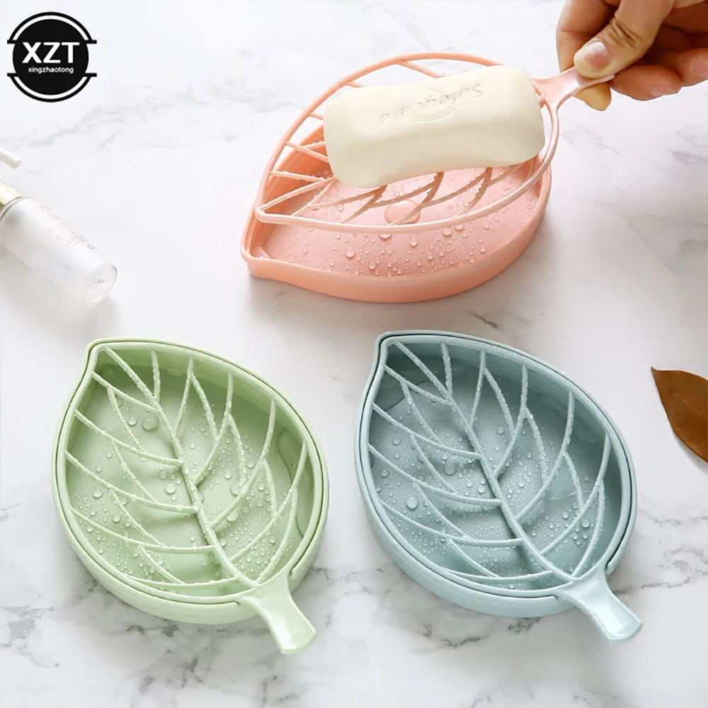 Leaf Shape Soap Holder Non Slip Soap Box Toilet Shower Tray Draining ...