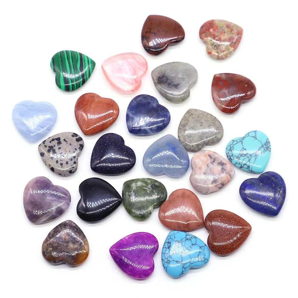 20MM Heart Shape LOVE Crystal Natural Stone Amethysts Agate Quartz ...