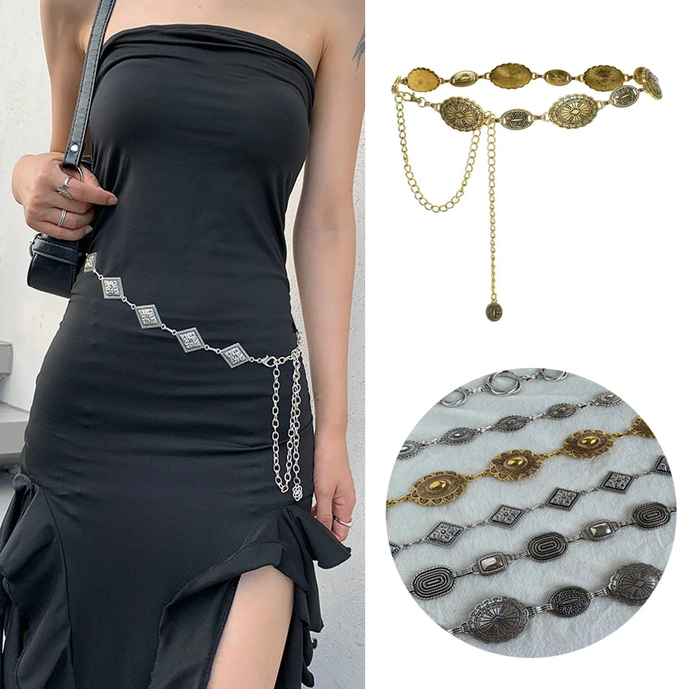 Fashion Metal Women's Waist Chain Adjustable Durable Retro Waist Chain ...