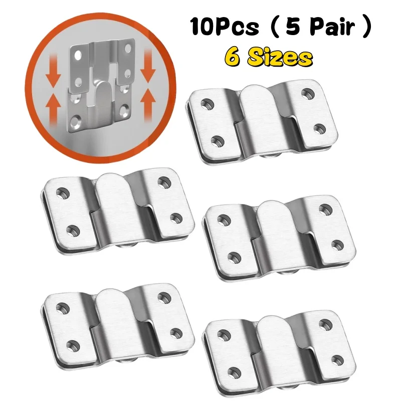 10PCS Stainless Steel Picture Frame Hook Flush Mount Brackets Wall ...