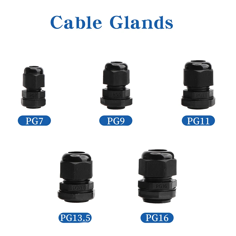 10pcs Waterproof Cable Gland Black Plastic Seal Joint Nylon Plastic ...