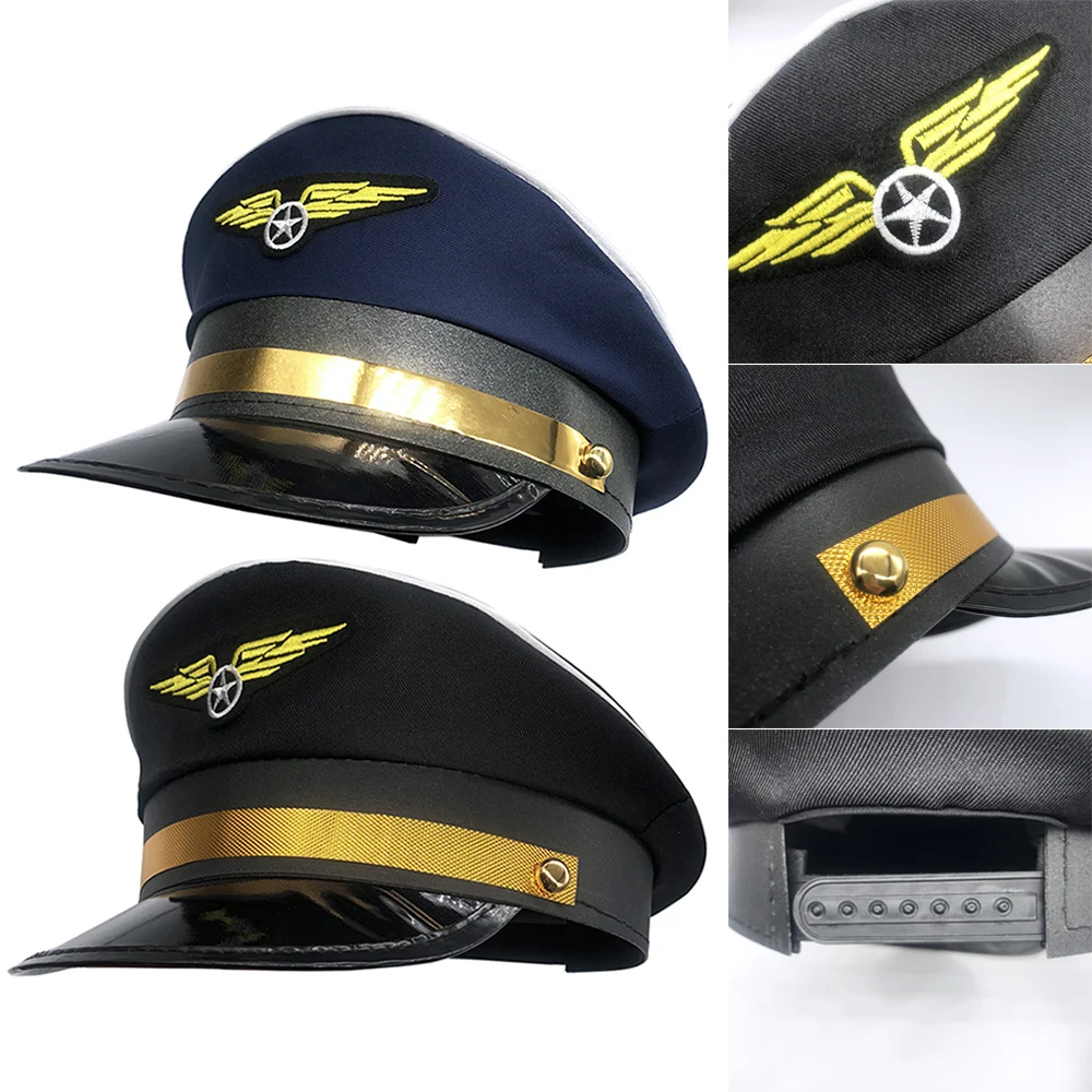 Aviation-Cap-Pilot-Uniform-Hat-Work-Airplane-Men-Military-Captain-Hat ...