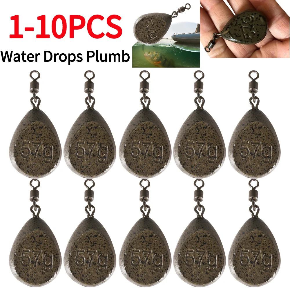 57g-Casting-Drop-Shot-Fishing-Weight-with-Swivel-Flat-Pear-Lead-Fishing ...